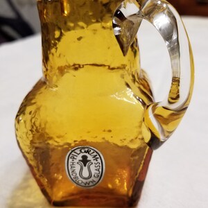 Vintage Pilgrim Amber Glass Pitcher. 4" Tall and 3 1/2" at Widest. Has ...