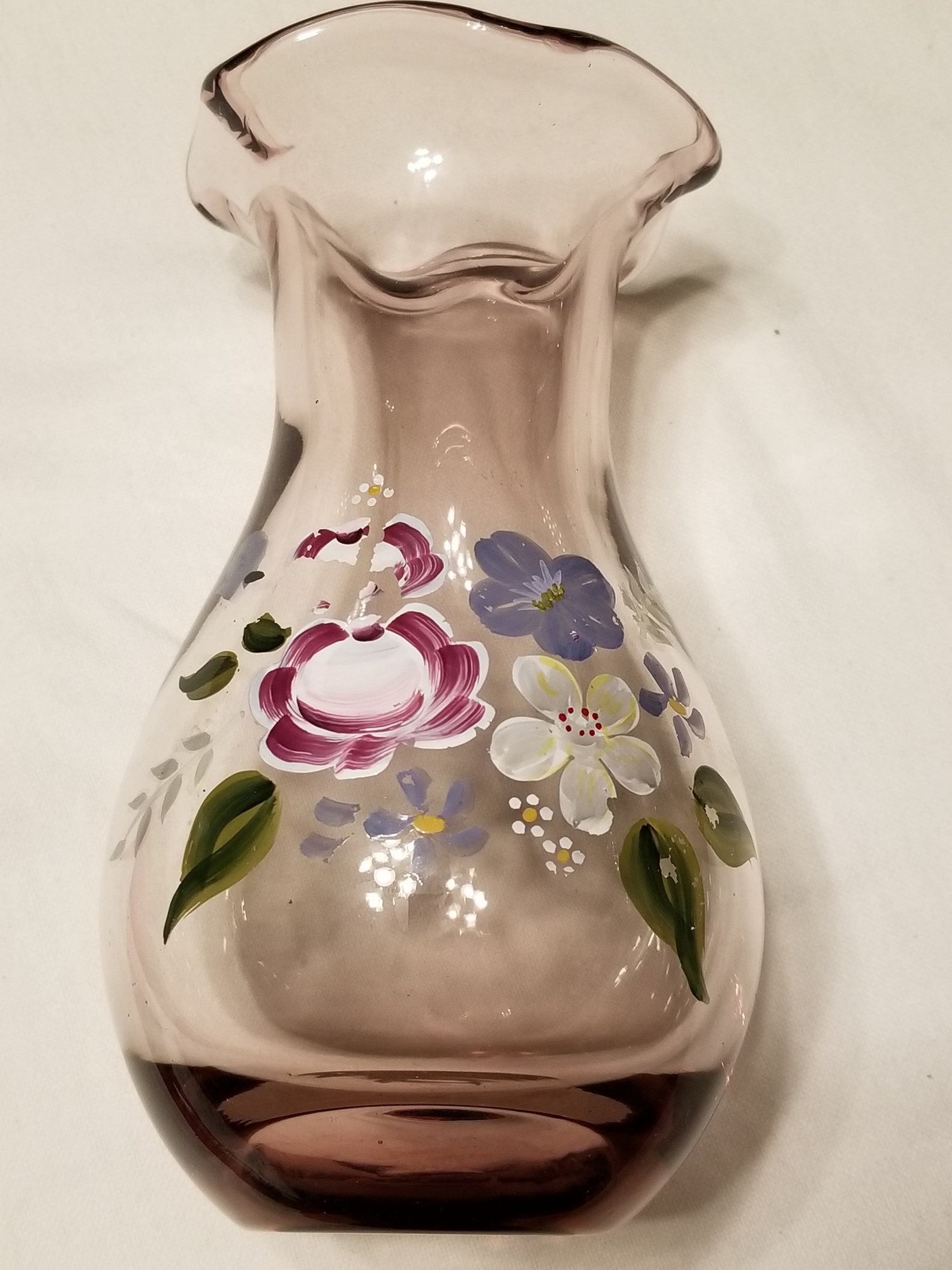 Beautiful 8 Amethyst Hand Painted Art Glass Vase. Blown - Etsy