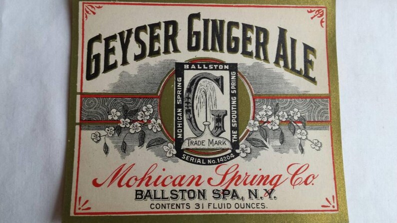 79 Vintage 1920s Labels for Geyser Ginger Ale, Mohican-spring-co ...