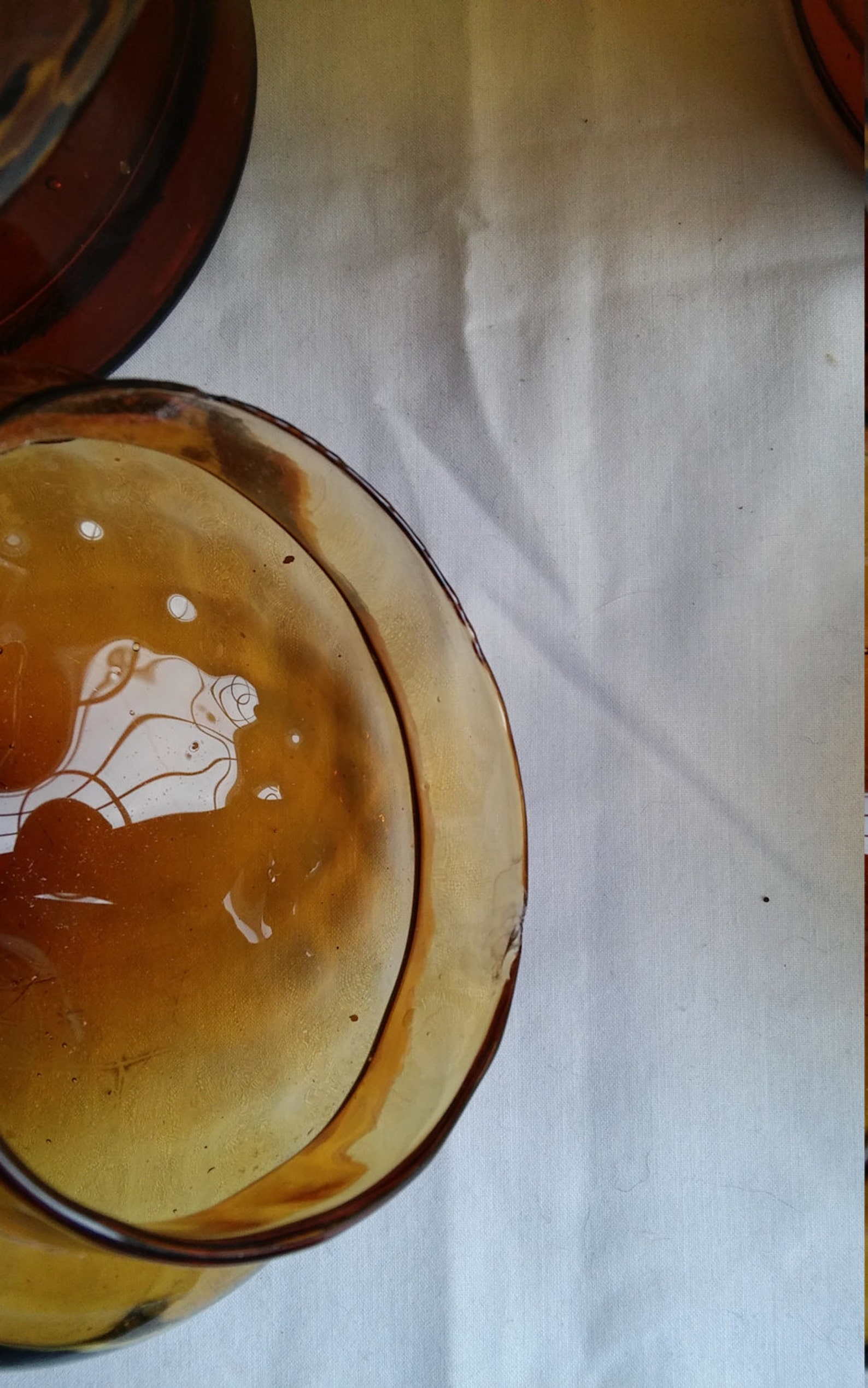 Vintage Action-lobeco Handcrafted in Italy Pair of Amber Pedestal Glass ...