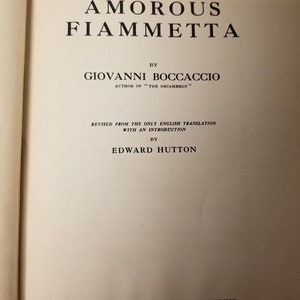 1931 First Edition Amorous Fiammetta by Giovanni Boccaccio Author of ...