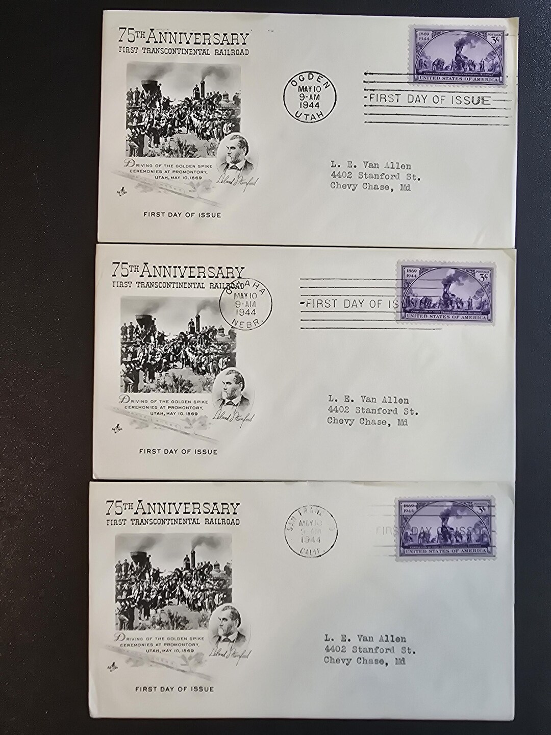 One First Day of Issue 1944 Stamp ( X 3 ). 75th Anniversary of ...