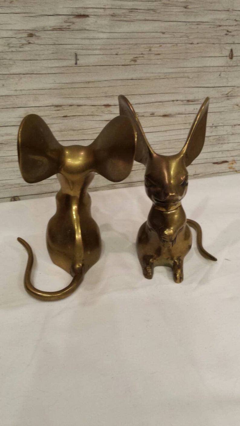 Vintage Pair of Solid Brass Mice by the Leonard Silver Mfg. | Etsy