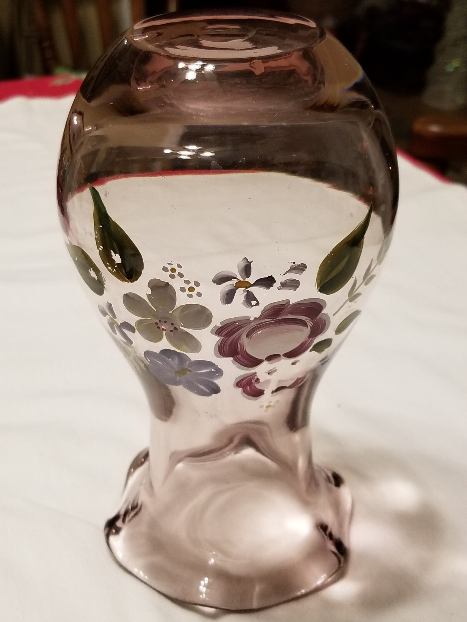 Beautiful 8" Amethyst Hand Painted Art Glass Vase. Blown Glass With ...