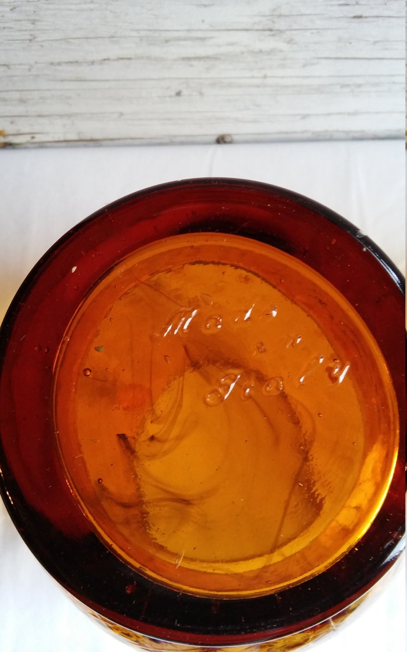 Vintage Action-lobeco Handcrafted in Italy Pair of Amber Pedestal Glass ...