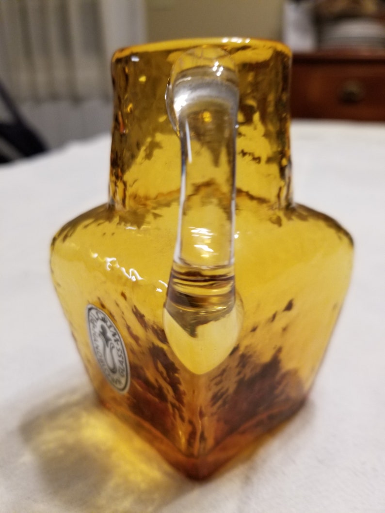 Vintage Pilgrim Amber Glass Pitcher. 4" Tall and 3 1/2" at Widest. Has ...