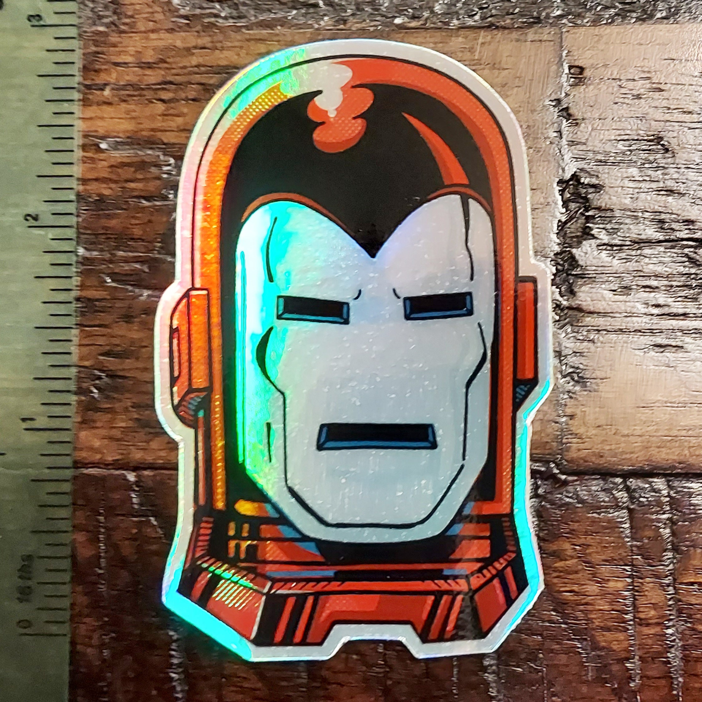 Retro Holographic Silver Centurion Iron Man Vinyl Sticker | Etsy