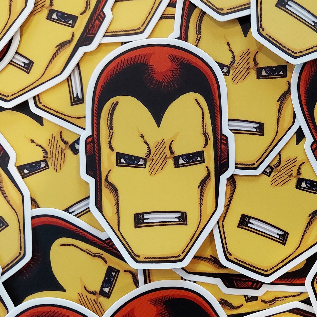 Retro Red and Gold Iron Man Vinyl Sticker - Etsy