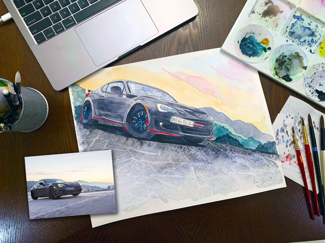 Custom Car Watercolor Painting From Photo – Personalized Car Gift ...