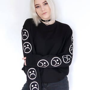 Sad Face Sweatshirt - Aesthetic Clothing - Aesthetic Shirt - Sweatshirt ...