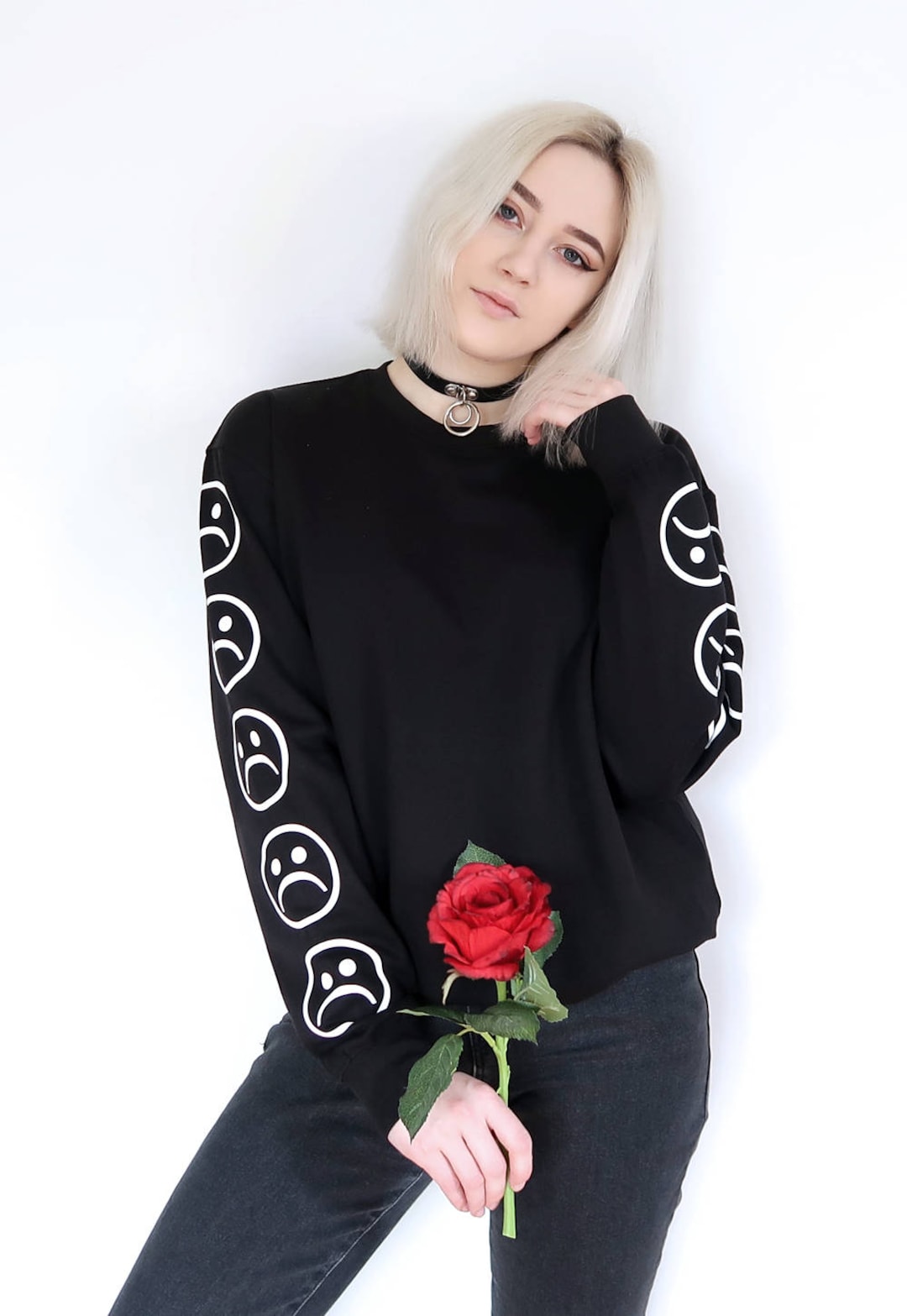 Sad Face Sweatshirt - Aesthetic Clothing - Aesthetic Shirt - Sweatshirt ...
