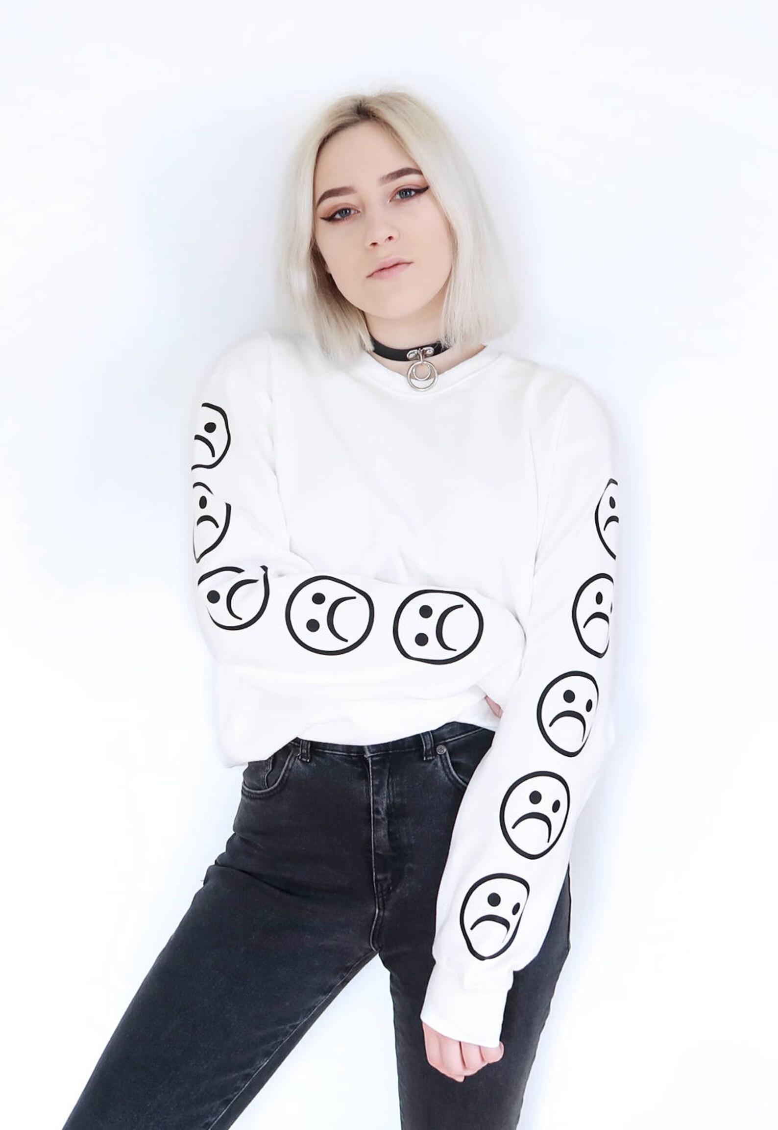 Sad Face Sweatshirt Aesthetic Clothing Aesthetic Shirt | Etsy