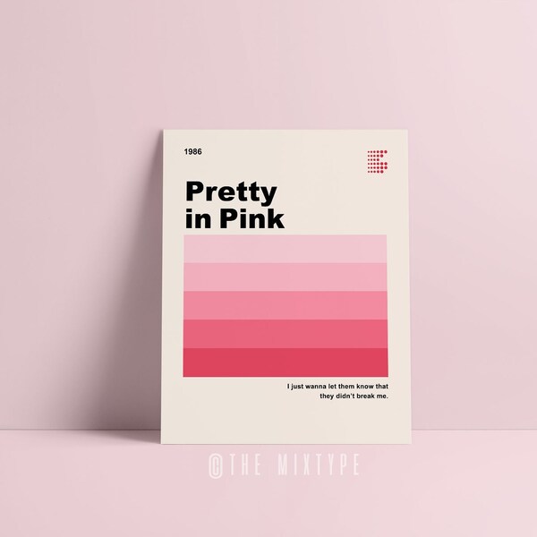 Minimalist Pretty in Pink Movie Poster - Etsy