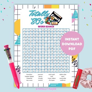 Totally 80s Word Search Printable Game | Instant Download ...
