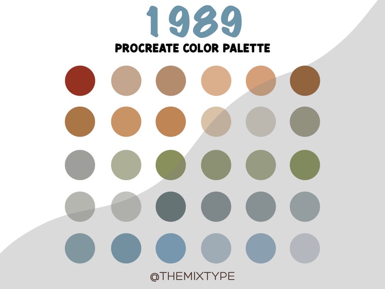 1989 Procreate Color Palette 30 Colors Instant Digital Download - Etsy