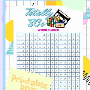 Totally 80s Word Search Printable Game | Instant Download ...