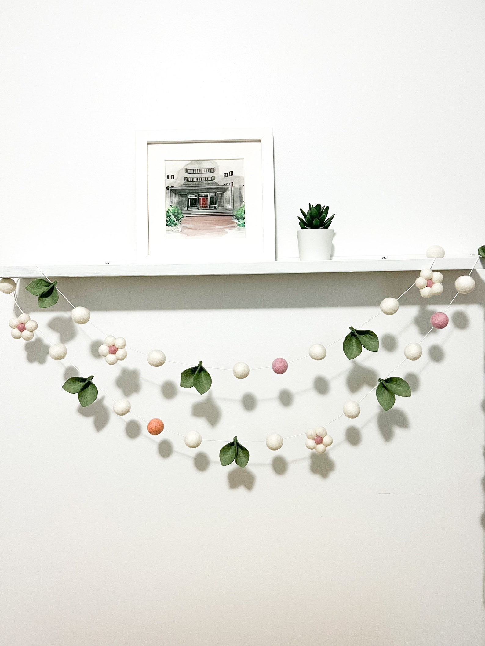 Spring Felt Ball Garland , Spring Leaf Garland , Daisy Garland ,flower ...