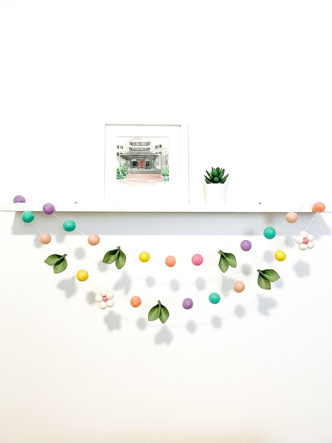 Spring Felt Ball Garland , Spring Decor , Spring Decorations , Spring ...