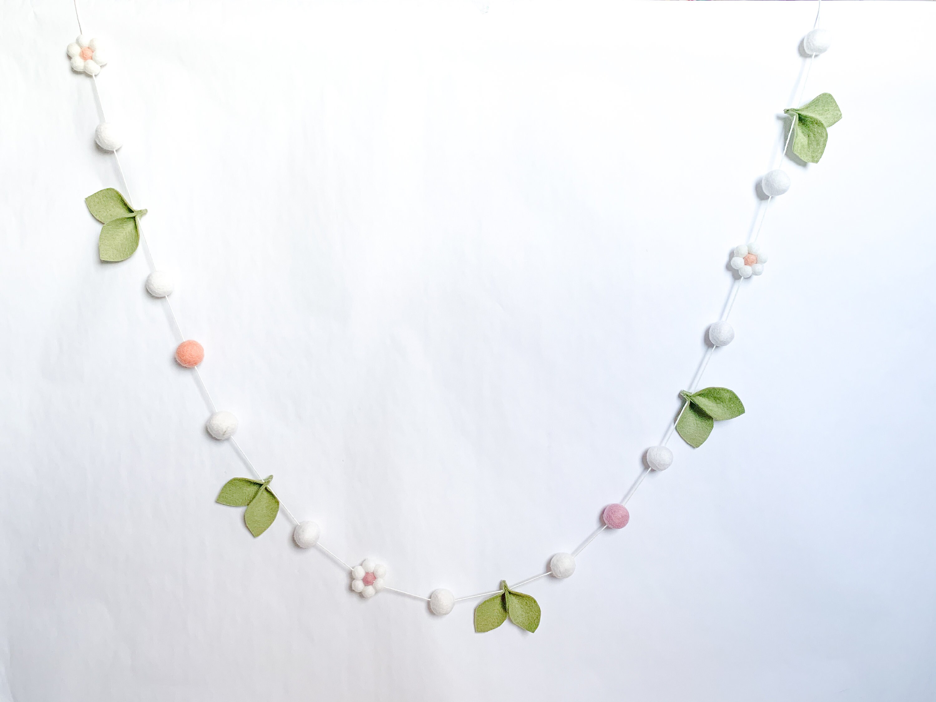 Spring Felt Ball Garland , Spring Leaf Garland , Daisy Garland ,flower ...