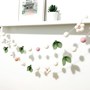 Spring Felt Ball Garland , Spring Leaf Garland , Daisy Garland ,flower ...