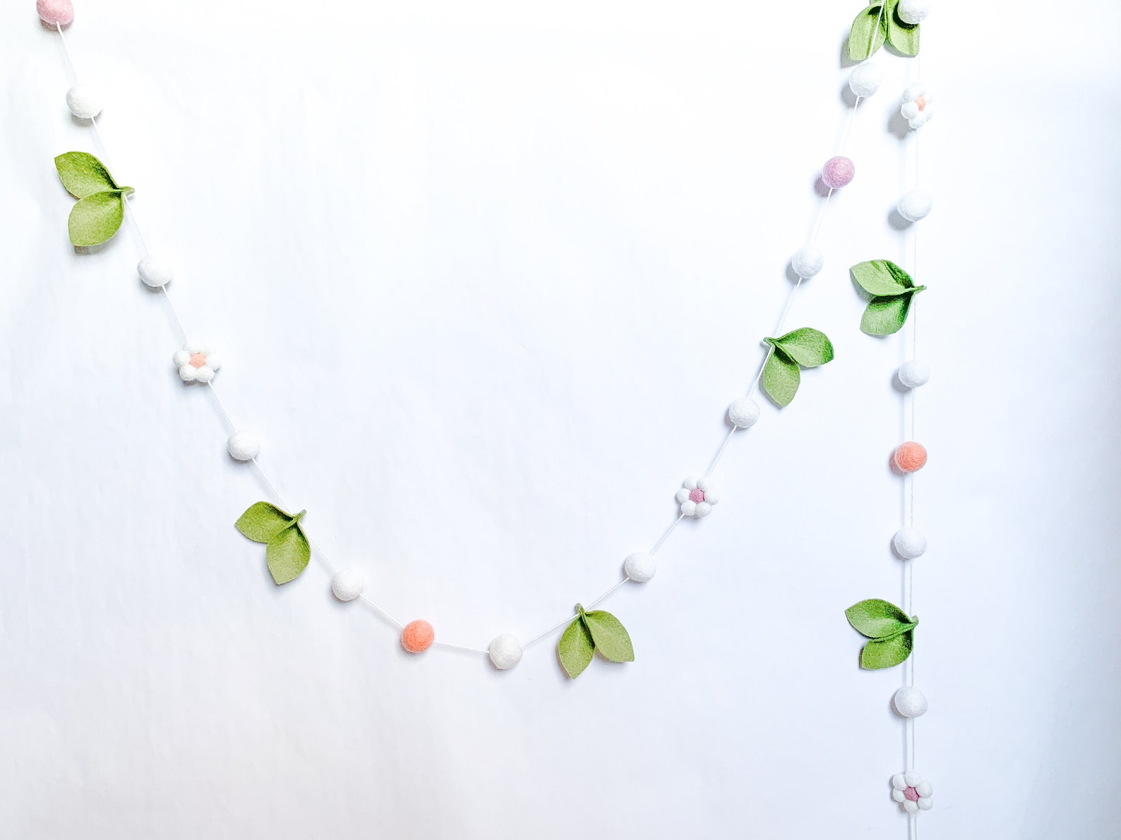 Spring Felt Ball Garland , Spring Leaf Garland , Daisy Garland ,flower ...