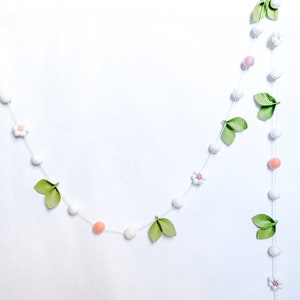 Spring Felt Ball Garland , Spring Leaf Garland , Daisy Garland ,flower ...