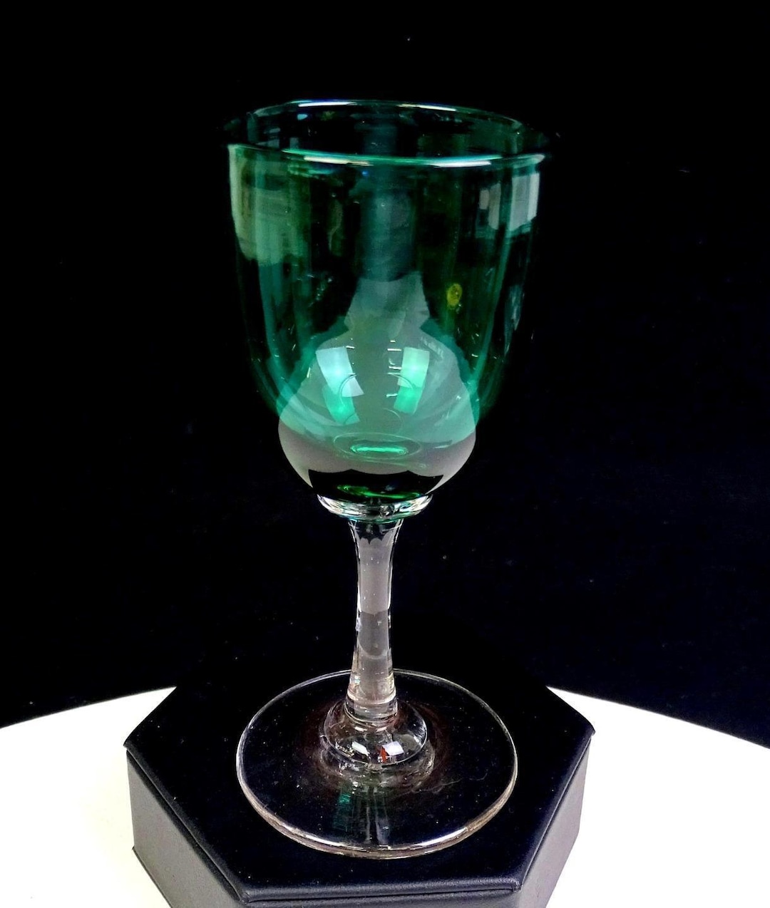 Victorian Era Glass Bristol Green 4oz Hand Blown Antique 5" Wine Glass ...