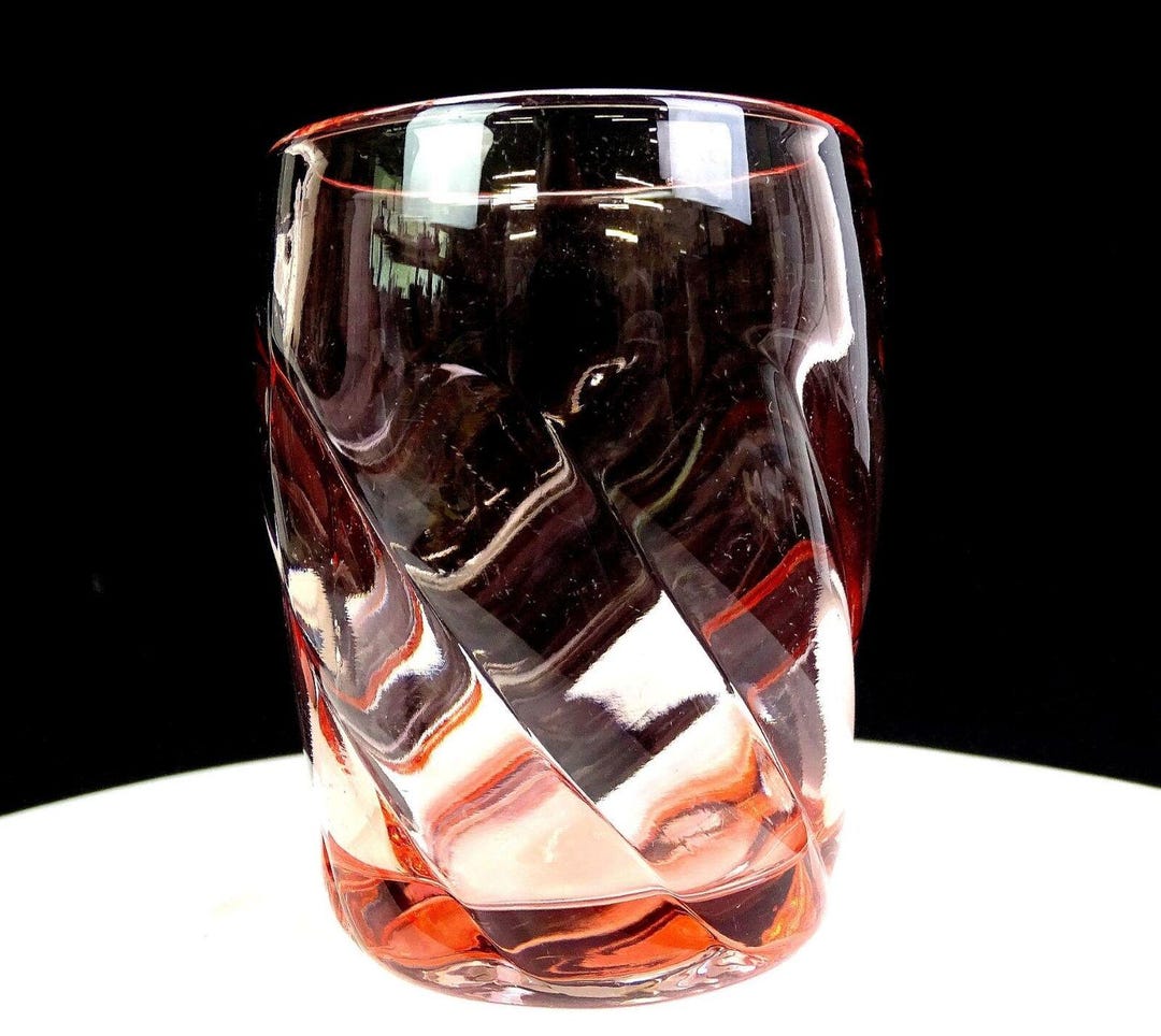 Paden City Glass Rena Pattern Swirl Optic 9oz Cheriglo Pink 3 3/4 ...