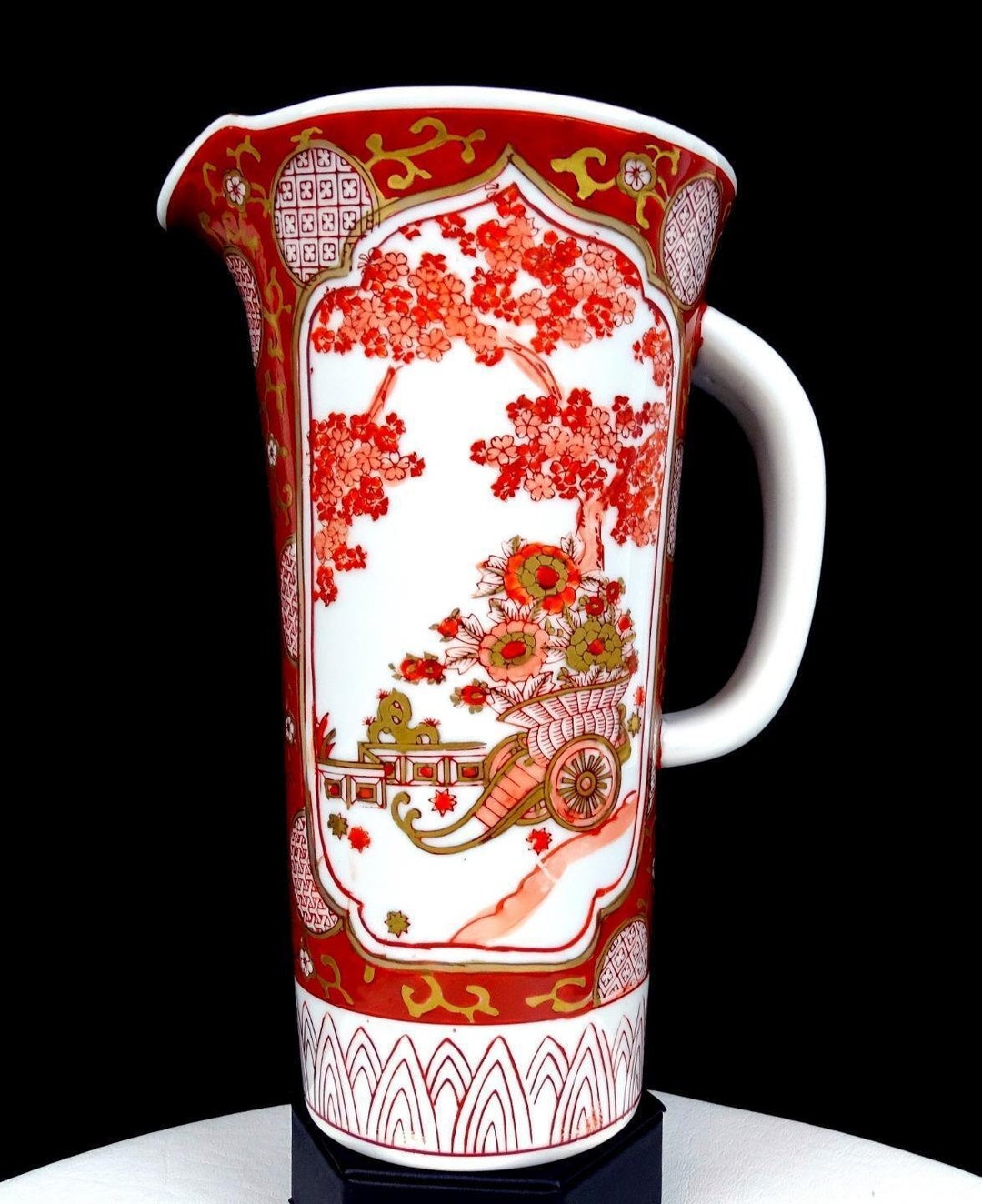 Gold Imari Japanese Porcelain Chinoiserie Maroon & Gilt Heavy 9 1/2 ...