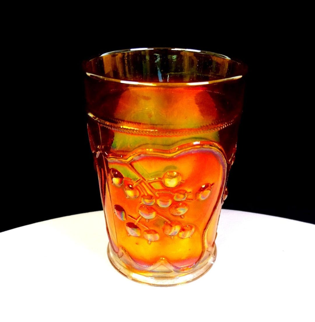 Fenton Marigold Iridescent Carnival Glass Blueberry Pattern 4" Tumbler ...
