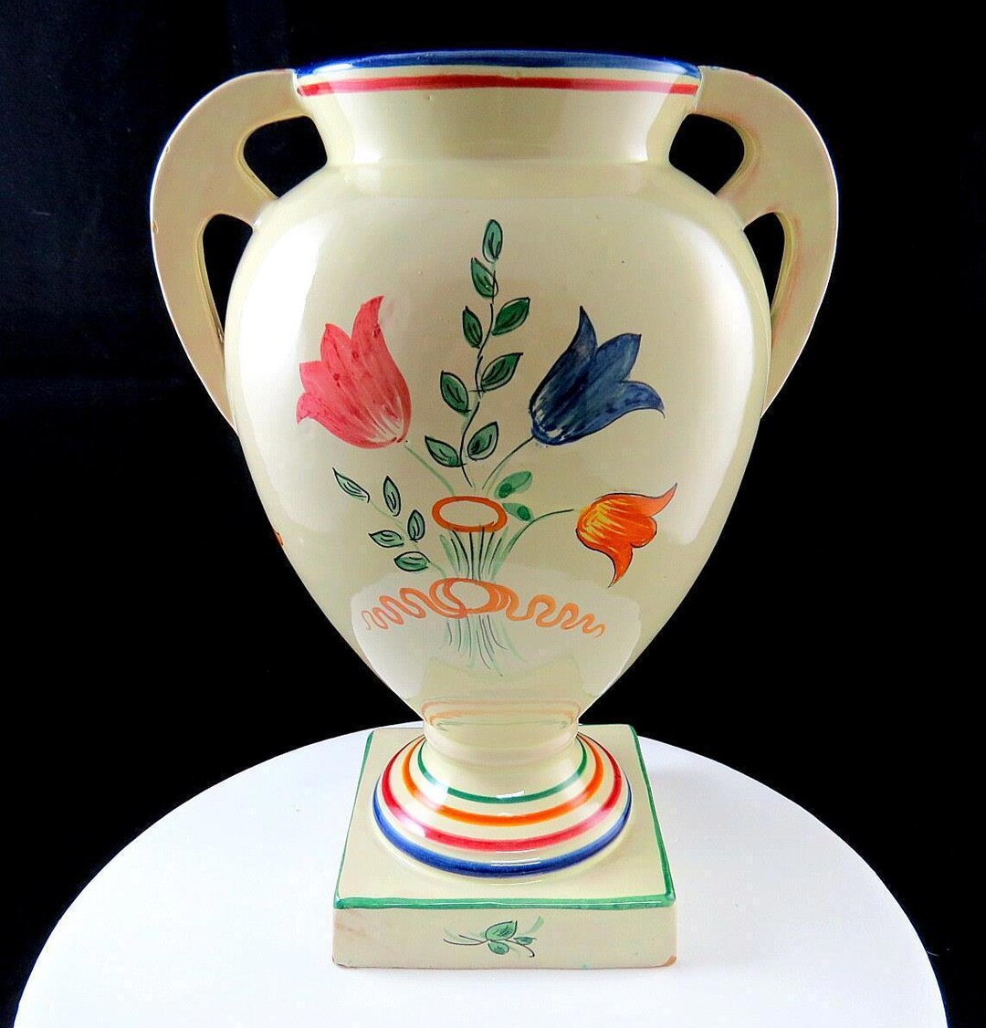 Perugia Italy Signed 2954 Floral Pattern Square Base 10 1/4 Handled Urn ...