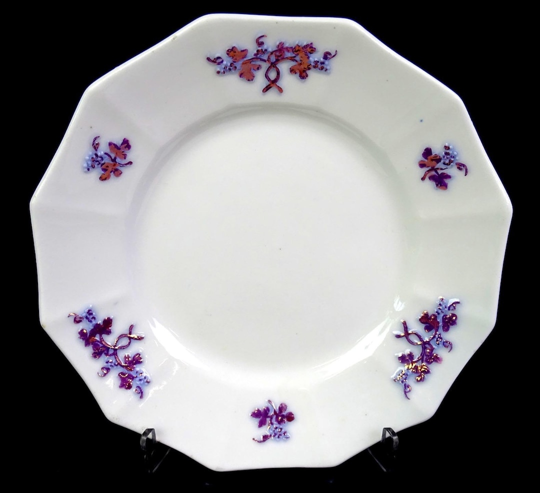 Edward Walley Pottery Antique Chelsea Grape Copper Luster 6 5/8" Plate ...
