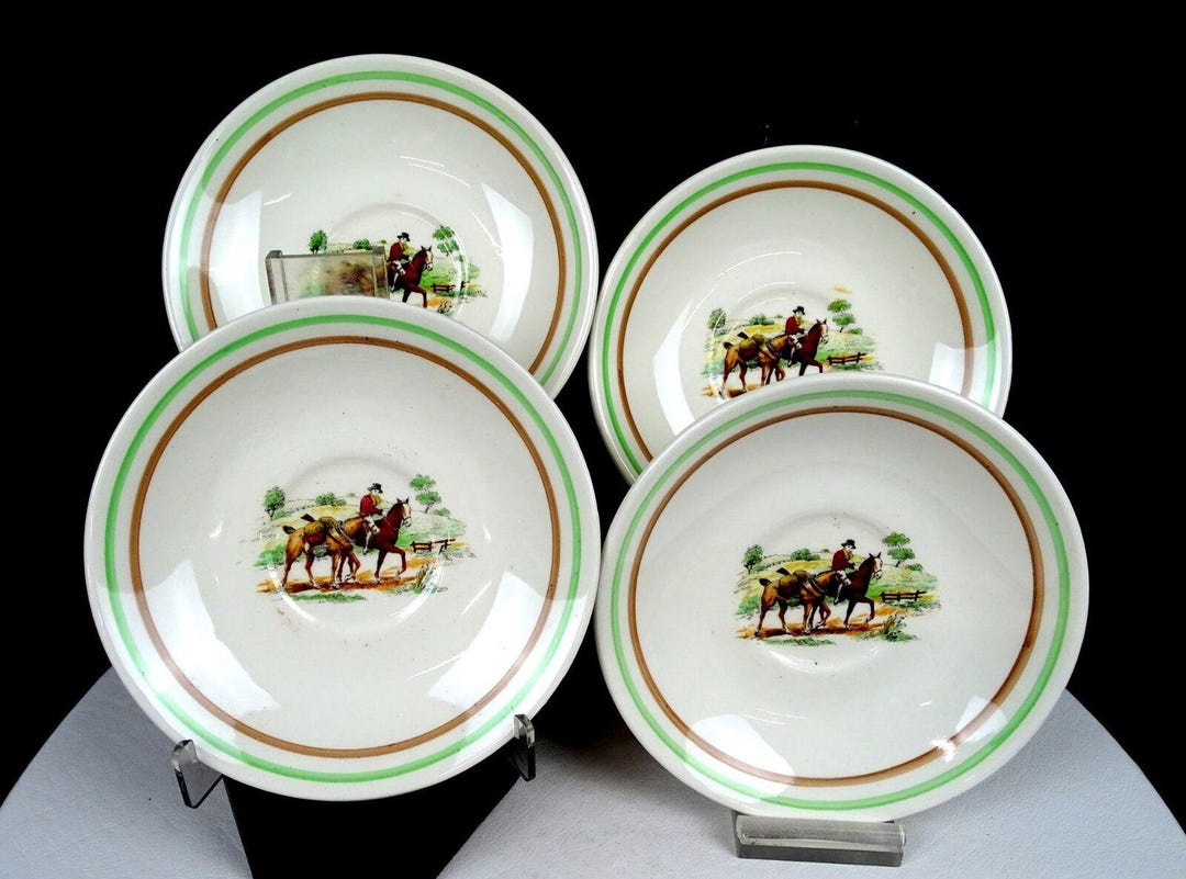 Portland Pottery Cobridge Porcelain Horse Theme 4 Pc Vintage 5 5/8 ...