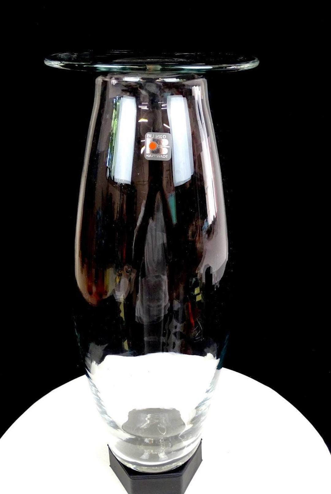 Blenko Art Glass Large Clear Everted Rim Tall 15 3/8 Vase Original ...