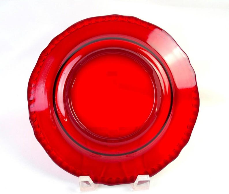 Platos llanos vintage Paden City Glass 881 Gadroon Edge Ruby Red, 2 ...