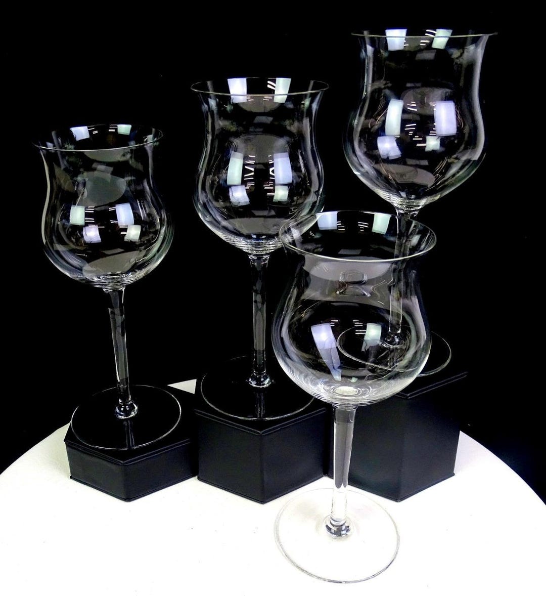 Orrefors Sweden Crystal Lisa Pattern Clear Plain 4 Pc 7 7/8" Claret ...