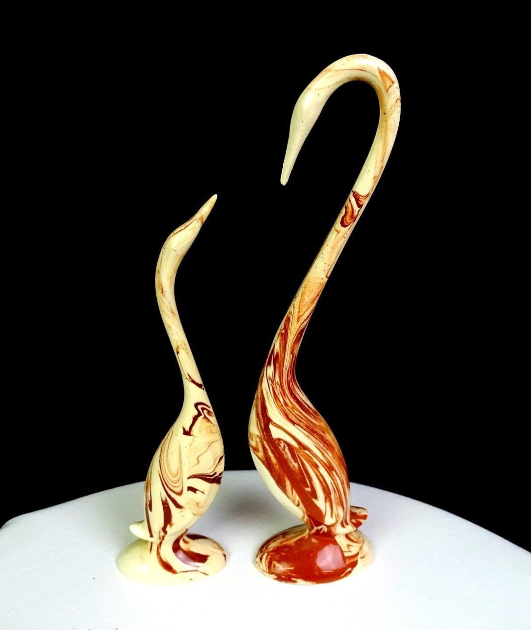 Bering Sea Originals Art Pottery 2 Pc Swirled 9 1/8 Heron Egret ...