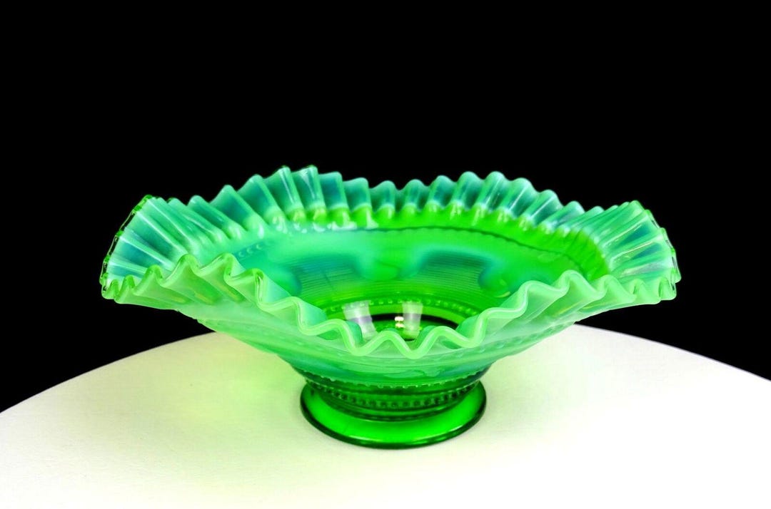 EAPG Jefferson Glass Green Opalescent Astro Antique 8 1/4 Novelty Bowl ...