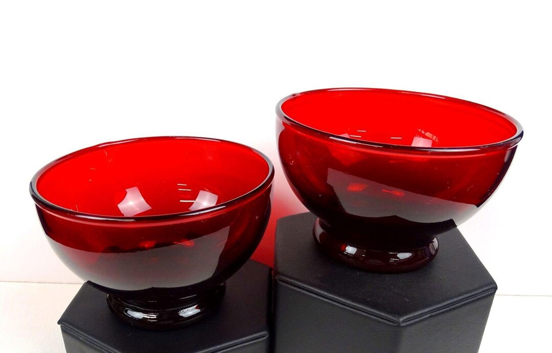 Anchor Hocking Glass Baltic Royal Ruby 2 Piece Vintage 2 3/8 Low ...