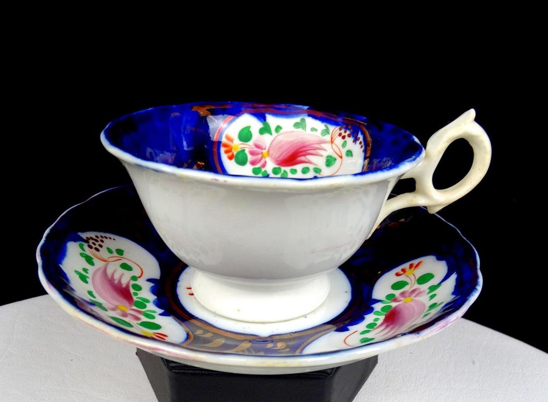 Gaudy Welsh Staffordshire Porcelain Columbine Antique 2 1/4" Cup ...