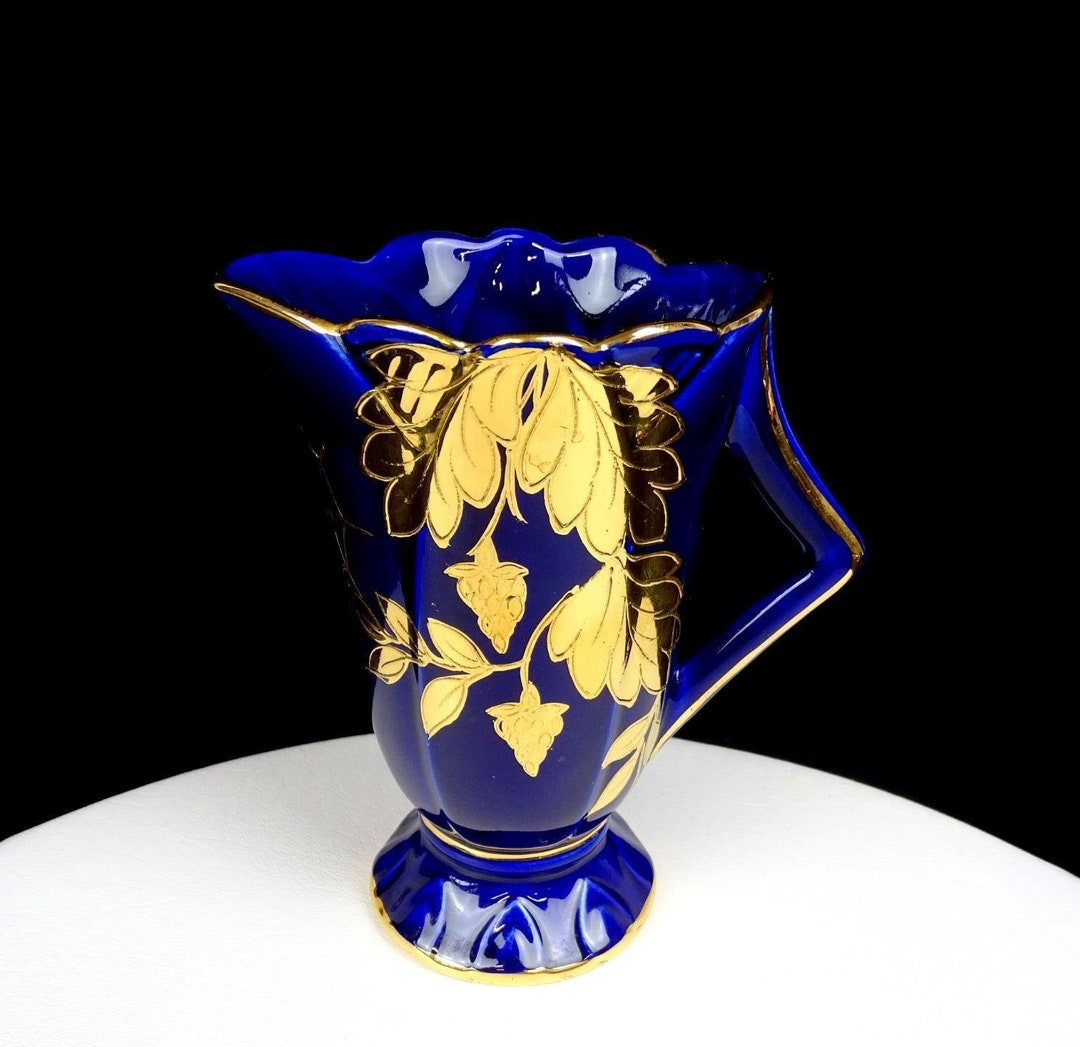 Arthur Wood Porcelain 3954 Windsor Cobalt Blue & Gold Grapes 6.12 ...