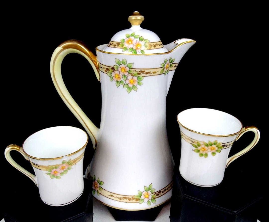 Nippon Morimura Bros Japan Porcelain 3 Piece Antique 9" Chocolate Pot ...