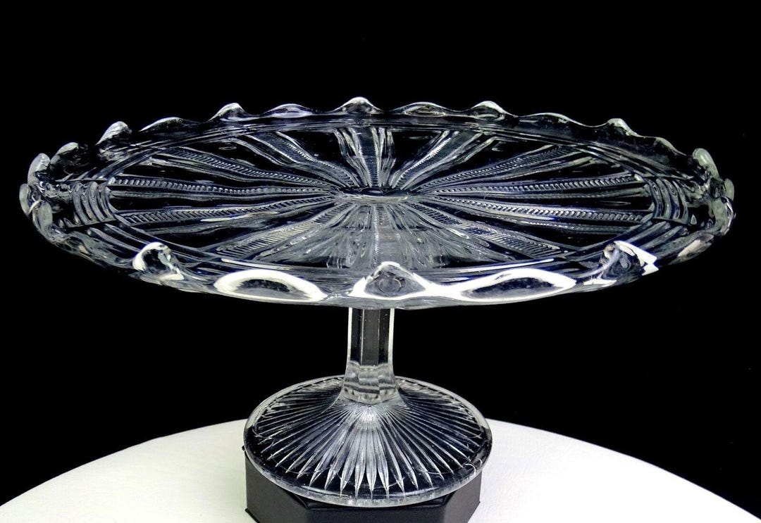Bryce Higbee EAPG Antique Glass Paris Roughneck Clear 9 1/2 Cake Stand ...