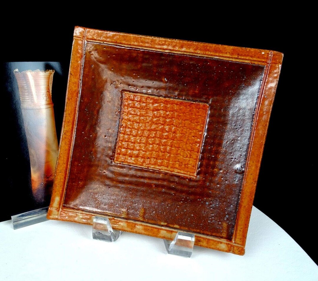 Ken Stevens Studio Art Pottery Artist Signed Speckled Square Footed 7 ...