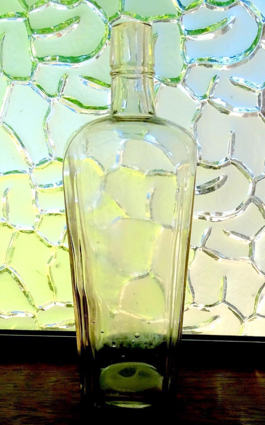 Antique Clear Glass Tapered Square Mold Blown 10 5/8 Liquor Gin Bottle ...