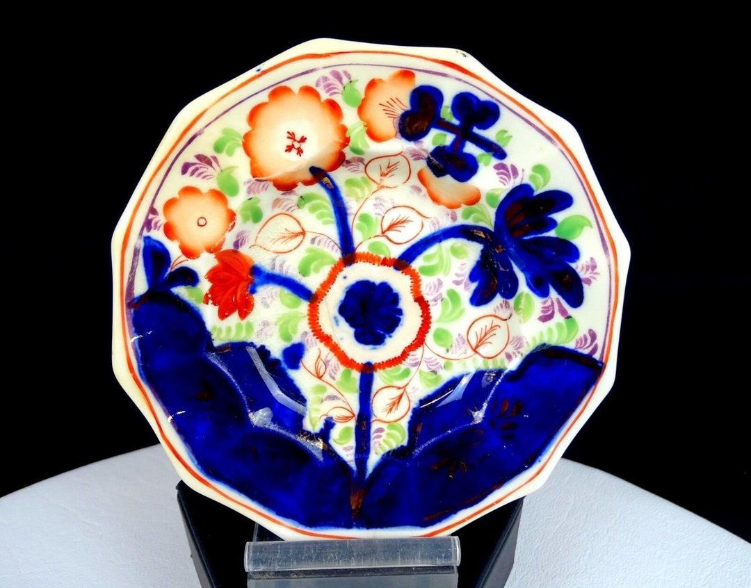 Gaudy Welsh Staffordshire Porcelain Dodecagon Imari 4 5/8 Demitasse ...