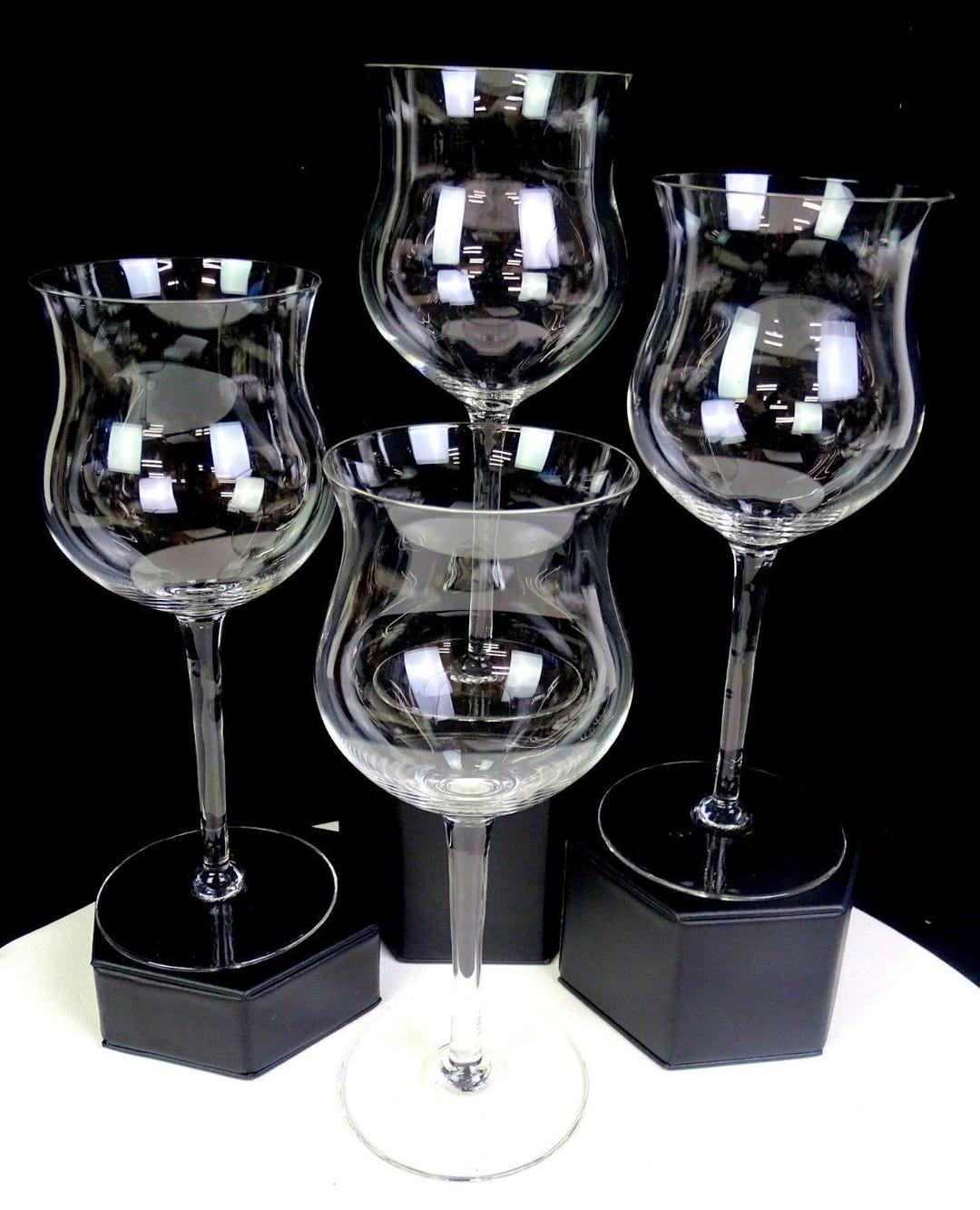 Orrefors Sweden Crystal Lisa Pattern Clear Plain 4pc 7 7/8" Claret ...