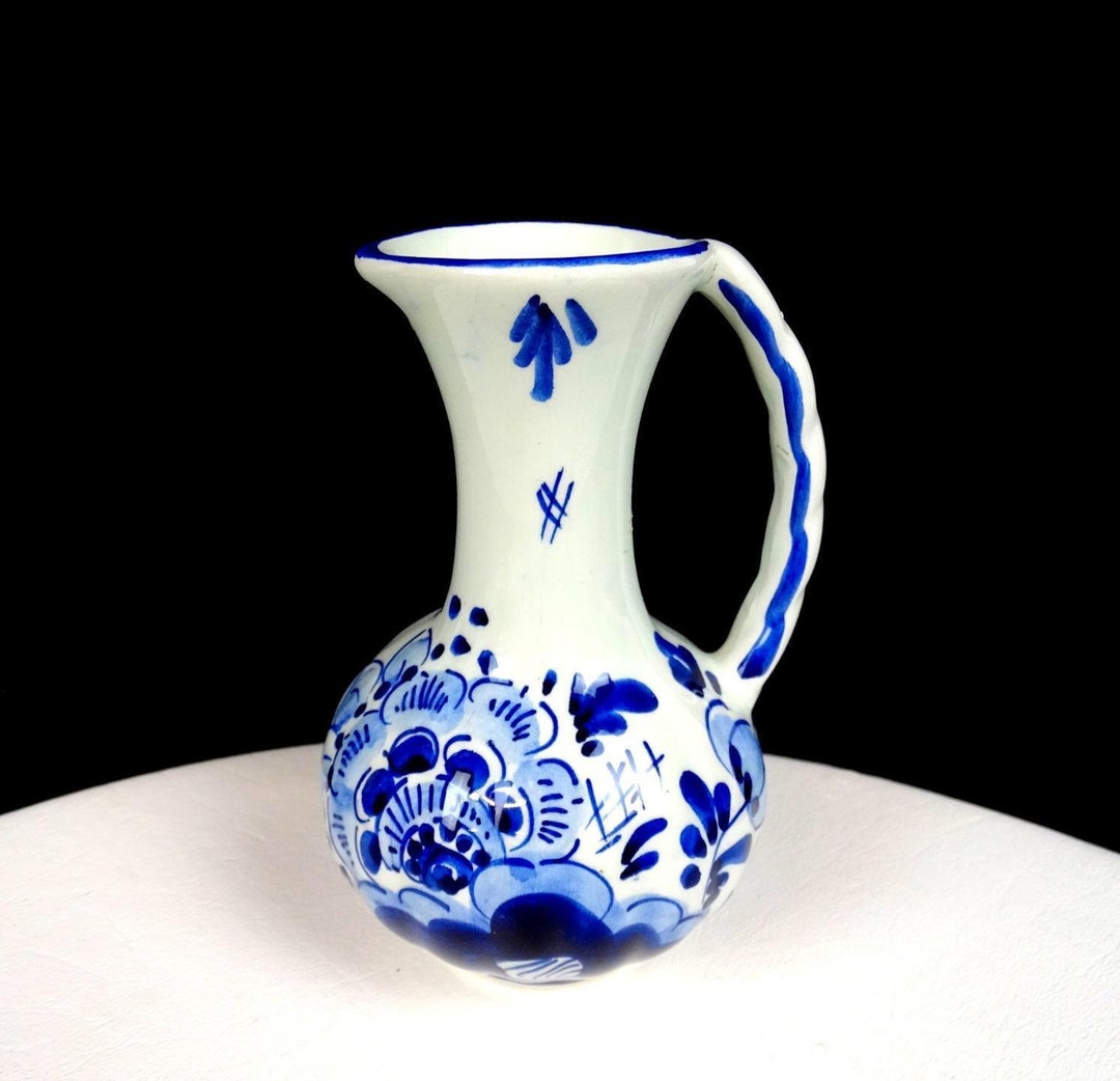 De Delftse Pauw Holland Porcelain Blue Floral 4 3/4 Mini Ewer Pitcher ...
