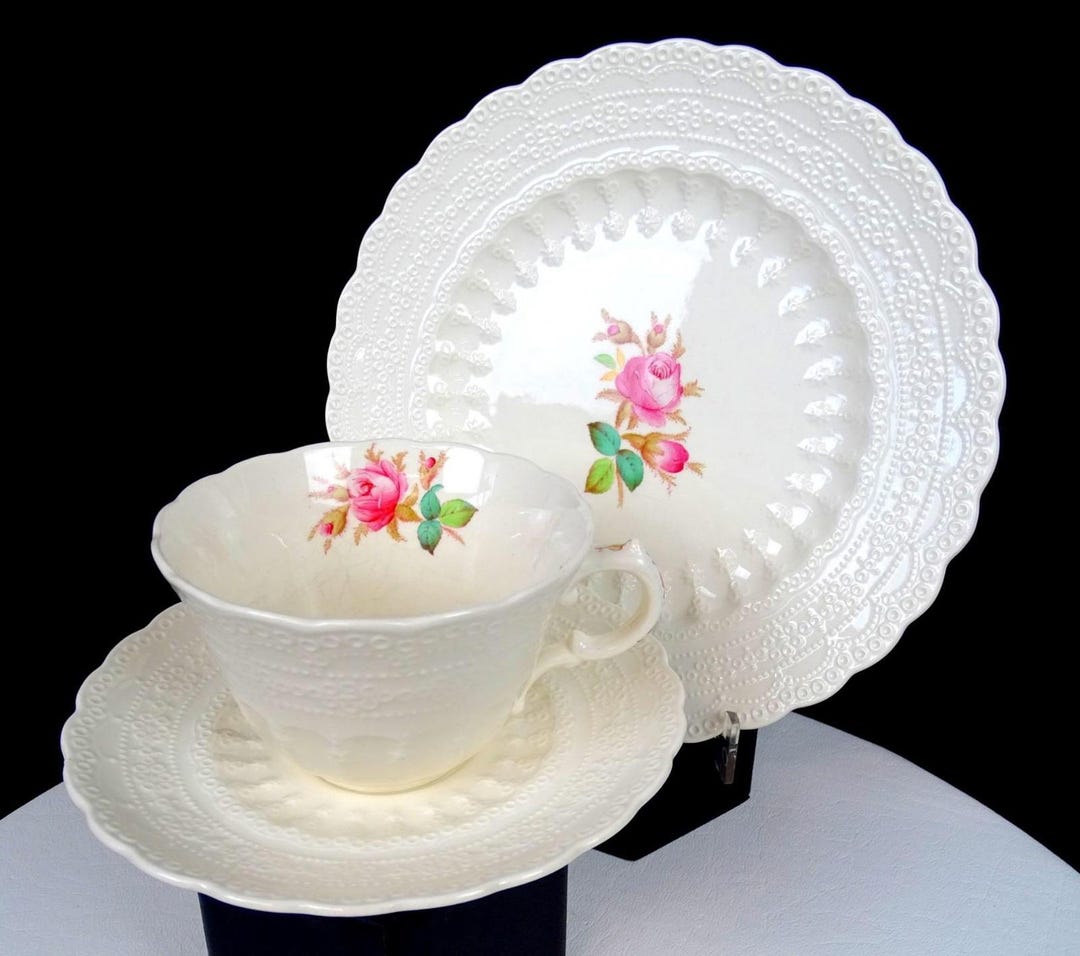 Copeland Spode Jewel Porcelain Moss Rose Antique 2 1/2" Cup & Saucer ...