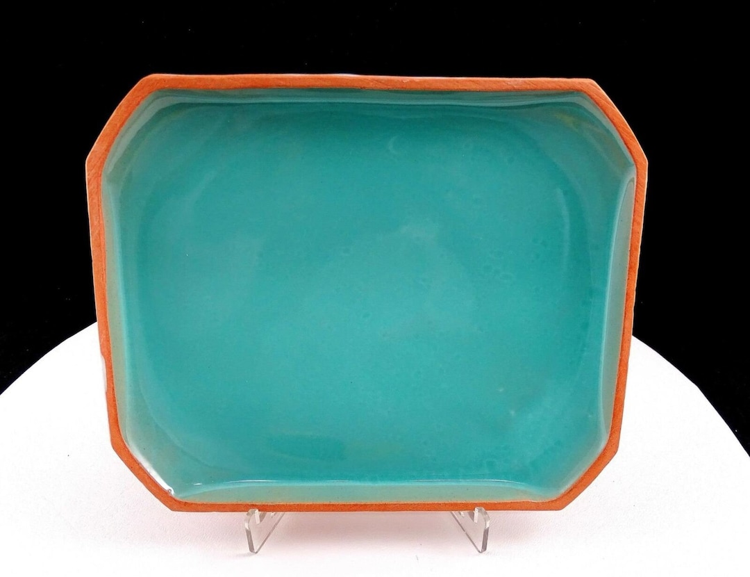 California Art Pottery Mel Signed Recangular Turquoise 7 7/8 Salad ...
